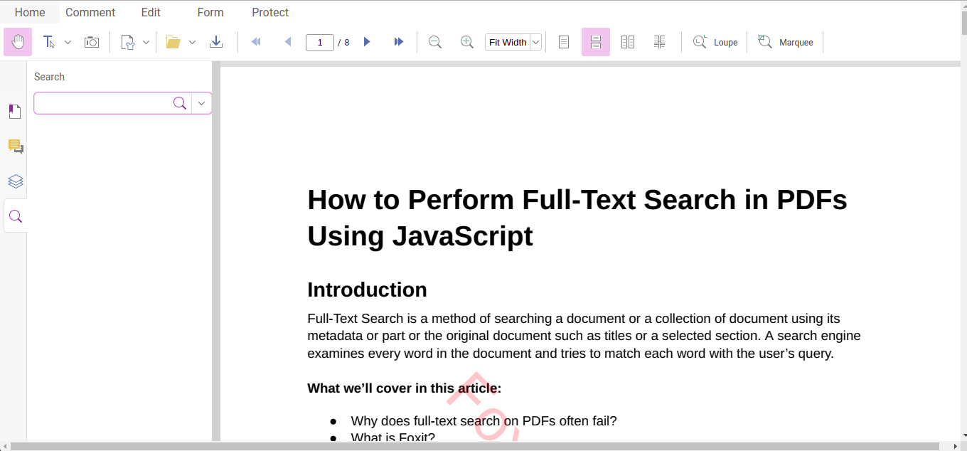 How to Perform Full-Text Search in PDF using JavaScript - Foxit PDF SDK